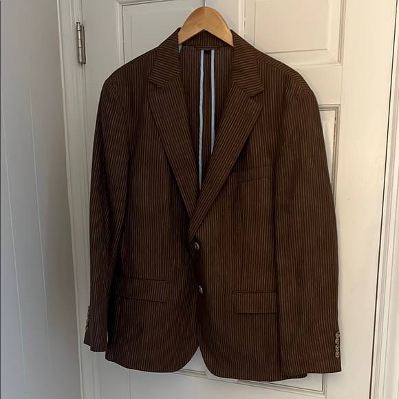 Bonobos | Suits & Blazers | Bonobos Linen Brown Striped Mens Blazer ...